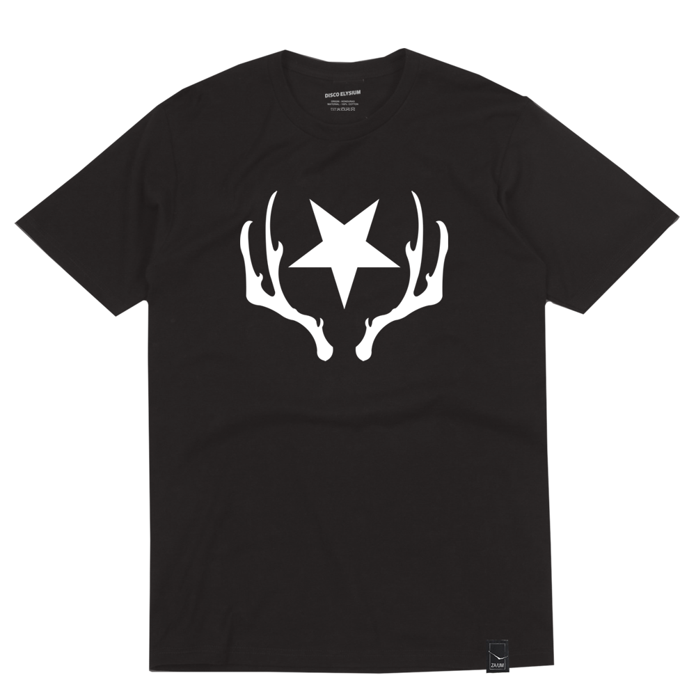 STAR & ANTLERS BLACK T-SHIRT - Official Disco Elysium | Disco Elysium US